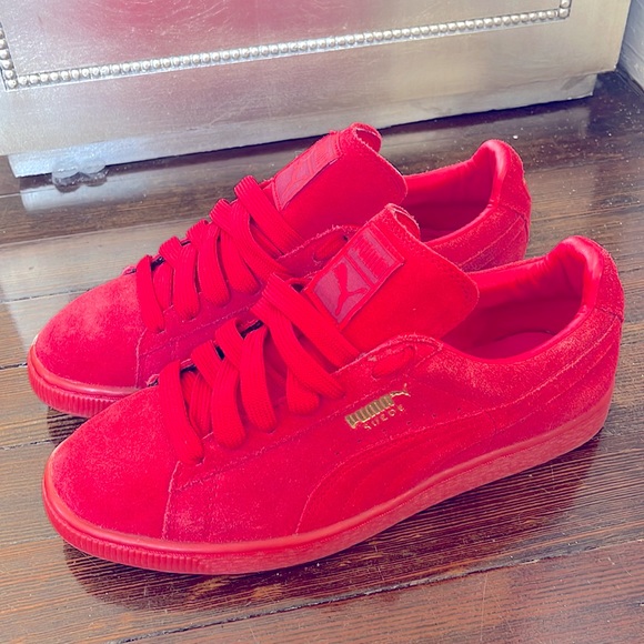 Puma | Shoes | Brand New Puma Red Suede Sneakers 85 | Poshmark